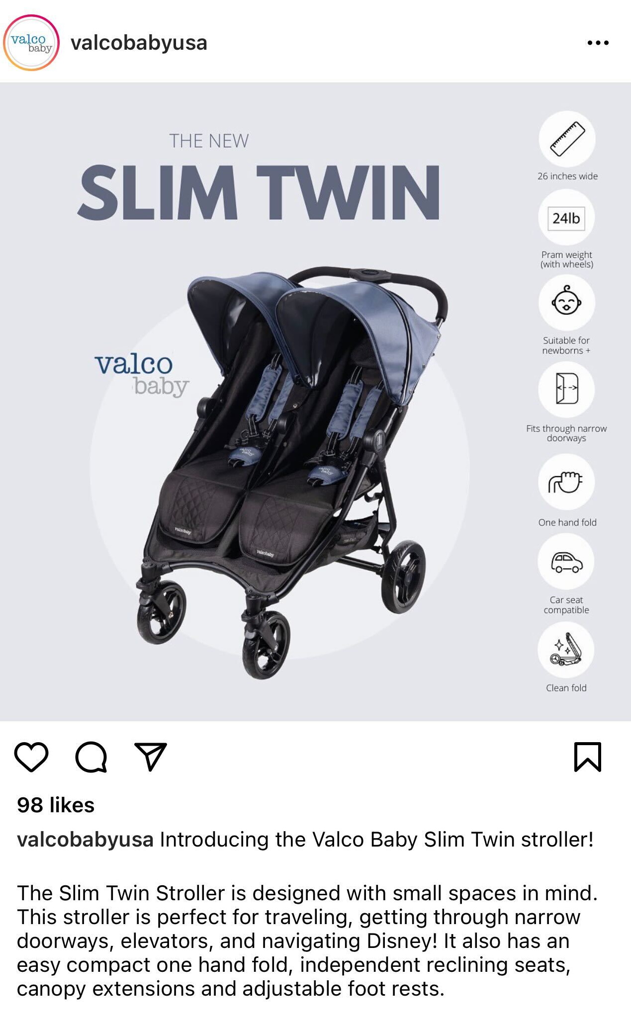 Valco Baby Slim Twin Review: Light, narrow, easy to fold, rides well